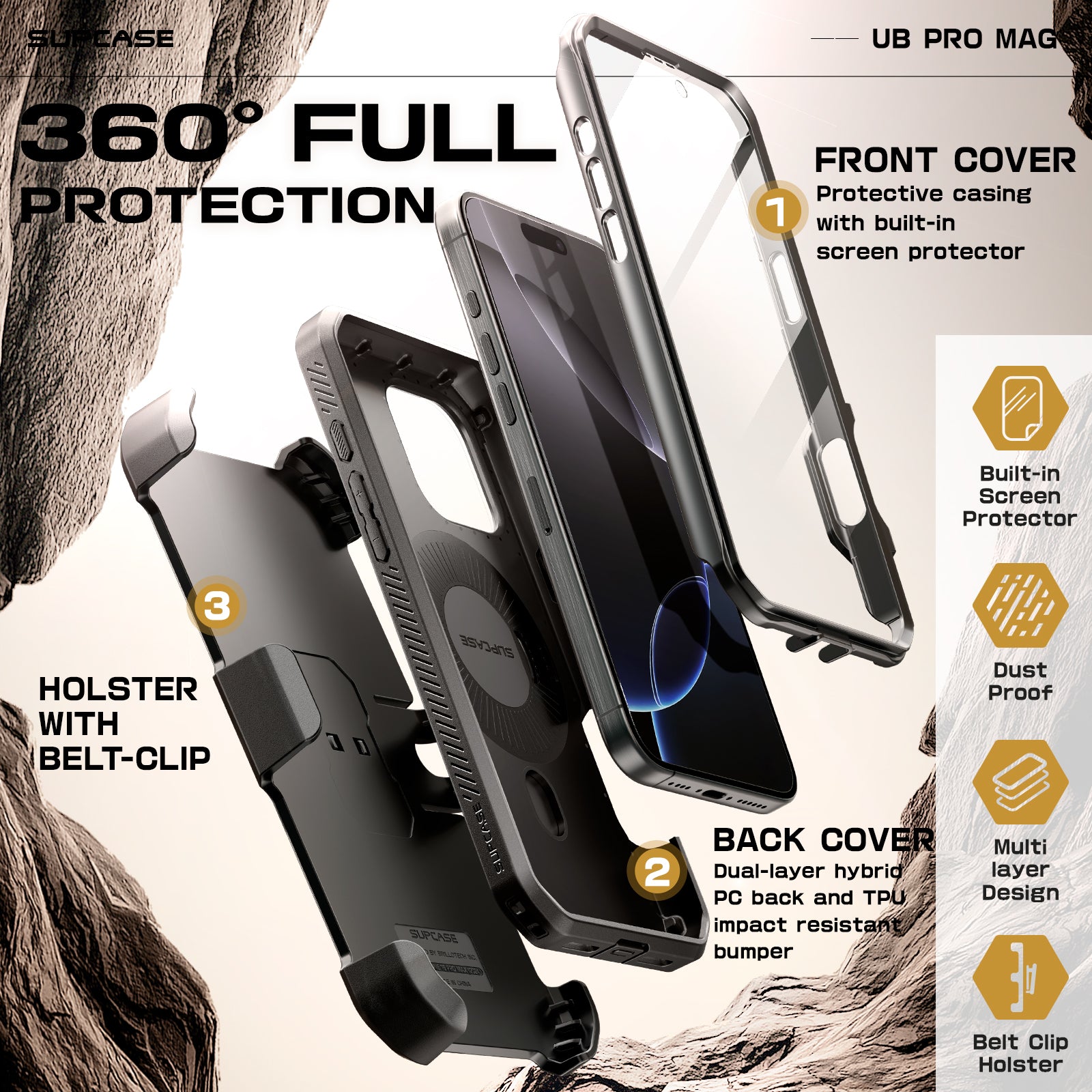 SUPCASE | iPhone 16 Pro 6.3 inch (2024) | UB Pro MAG Holster Case