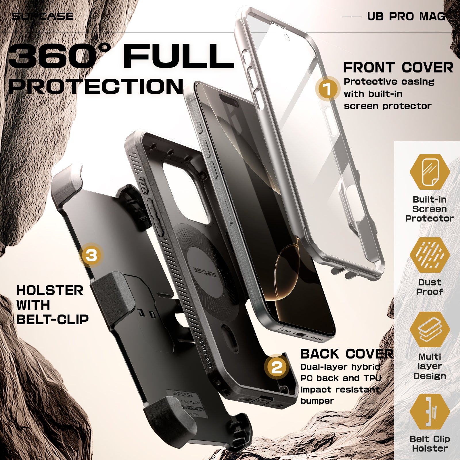 SUPCASE | iPhone 16 Pro 6.3 inch (2024) | UB Pro MAG Holster Case