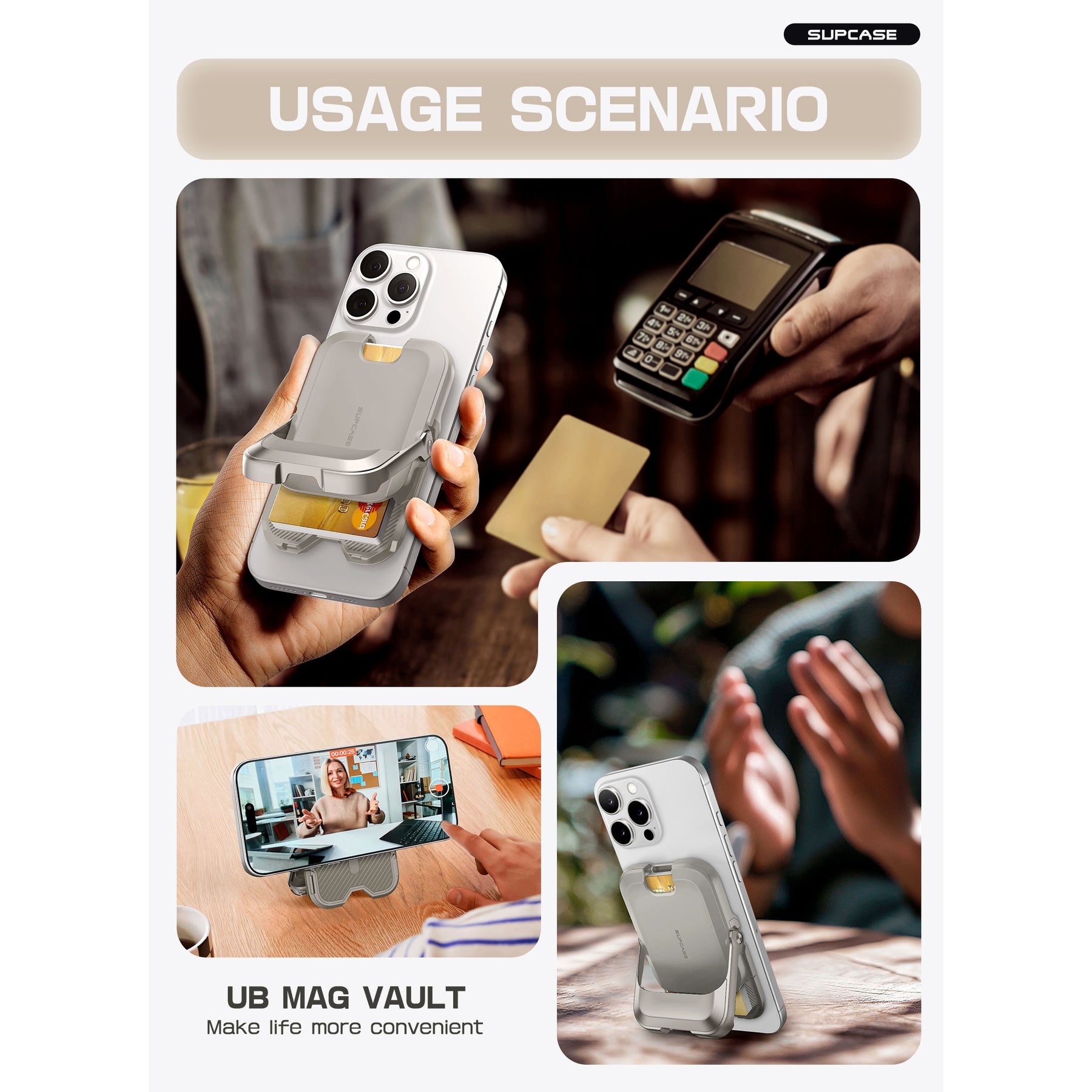 SUPCASE | MagSafe | Magnetic Wallet with Stand